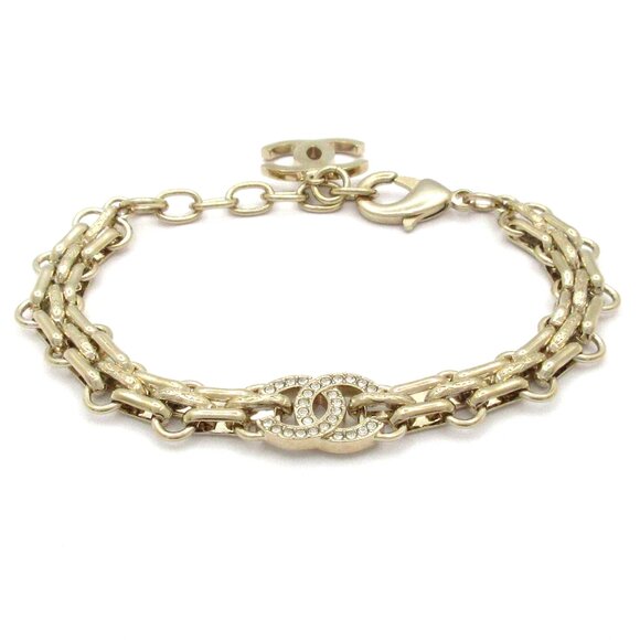 CHANEL | Jewelry | Chanel Coco Bracelet Abg86 Hardware Rhinestones ...